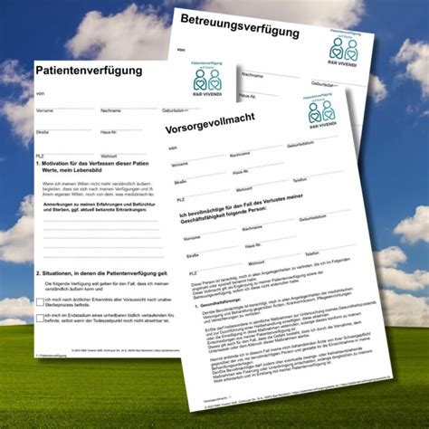 Vordrucke Formulare Patientenverfügung Vorsorgevollmacht