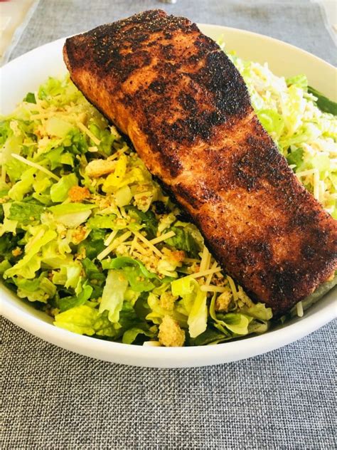 Blackened Salmon Caesar Salad Cooks Well With Others