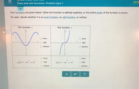 solved even and odd functions problem type 1 four functions