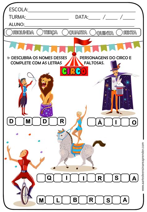 Atividades Dia Do Circo 3 Ano WEBFIRST