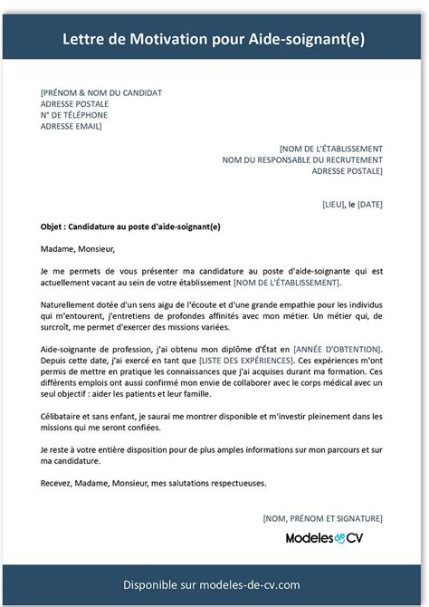 Modèles de Lettres de Motivation pour Aide Soignante Conseils et