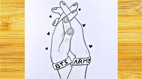 Cómo dibujar manos Dibujo de espéculos para BTS Army Dibujos simples