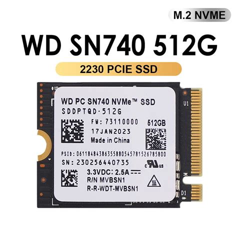 WD PC SN740 512GB M 2 2230 SSD NVMe PCIe 4x4 For Microsoft Surface