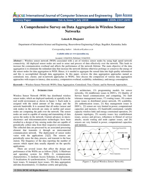pdf a comprehensive survey on data aggregation in wireless sensor networks