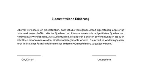 Eidesstattliche Erklärung Das Wichtigste Muster mit Video
