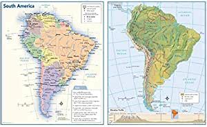 Amazon Mapa del continente político y físico de América del Sur