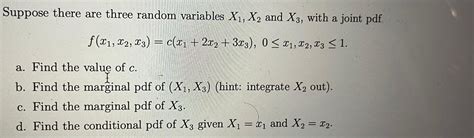 solved uppose there are three random variables x1 x2 and x3
