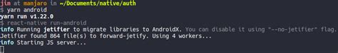 command `react native run android` hangs at info starting js server stack overflow