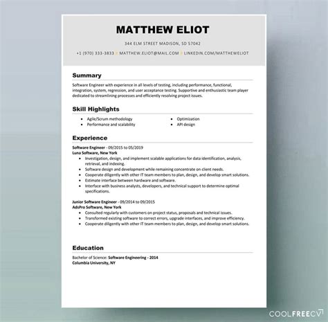 Sample Basic Resume Template