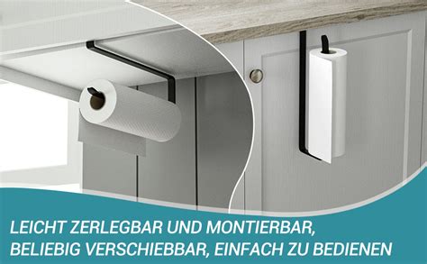 Küchenrollenhalter ohne Bohren 2 Stück Stabiler Schwarz