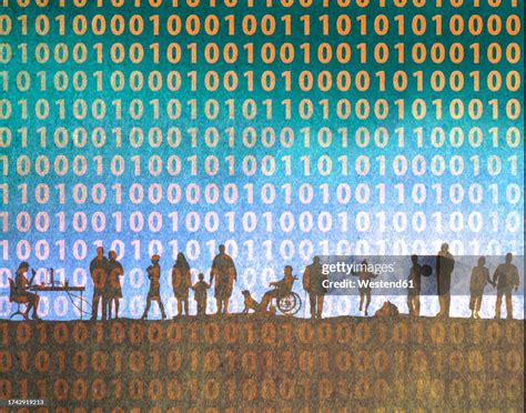 binary code against diverse group of people high res vector graphic getty images