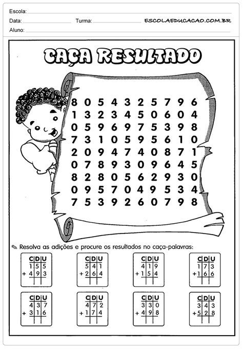 Atividades de Matemática Para imprimir Escola Educação