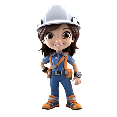 Ai Generated D Cartoon Character A Female Worker Isolated Transparent
