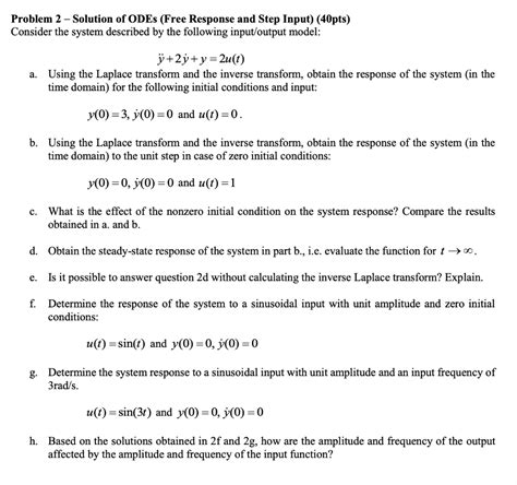 solved problem 2 solution of odes free response and step