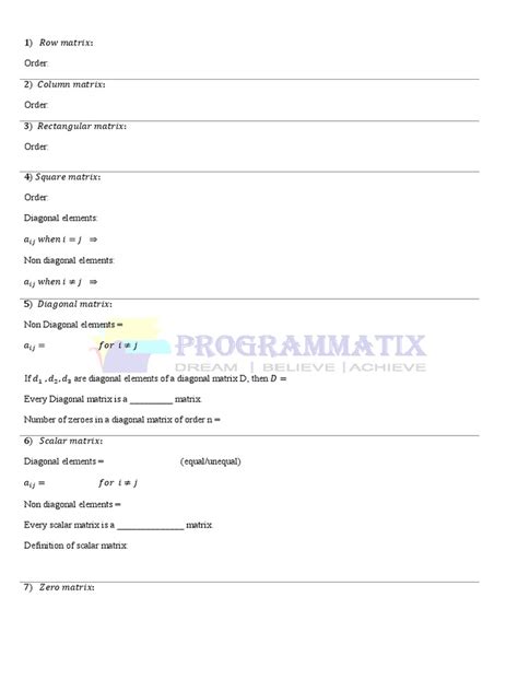 matrices worksheet pdf matrix mathematics operator theory