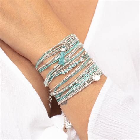 Bracelet Lastique Perles Facettes Sept Tours Bracelets Argent
