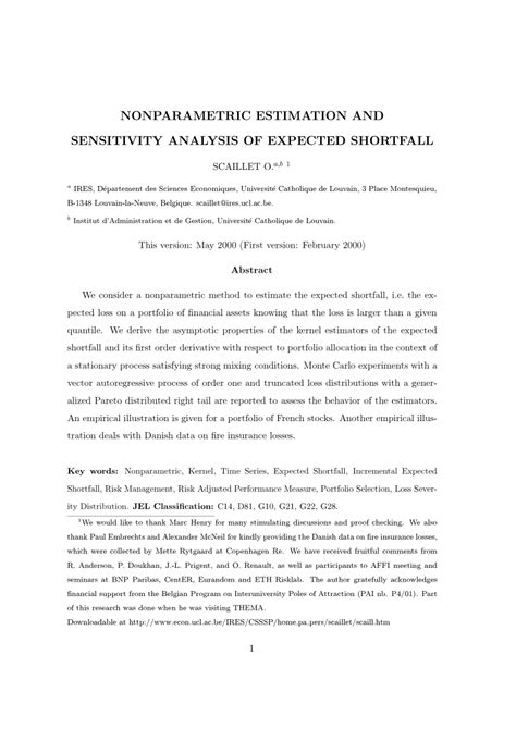 pdf nonparametric estimation and sensitivity analysis of expected shortfall