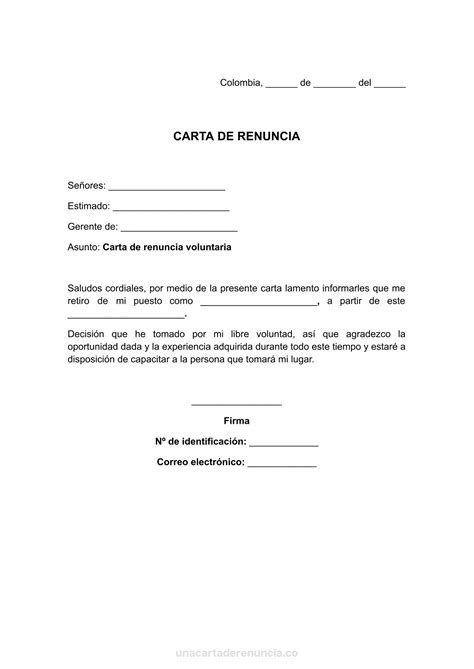ᐅ Carta de Renuncia Laboral Voluntaria 10 Ejemplos