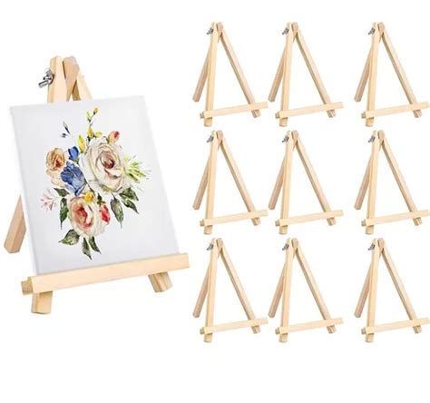 Mini Caballete De Madera Con Lienzo Para Pintura Piezas Meses Sin