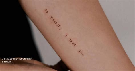 To Myself I Love You Lettering Tattoo Done On The