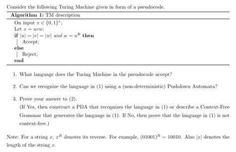 solved consider the following turing machine given in form