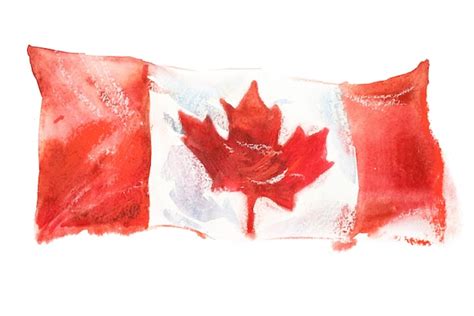 Premium Photo Flag Of Canada Painted In Watercolors