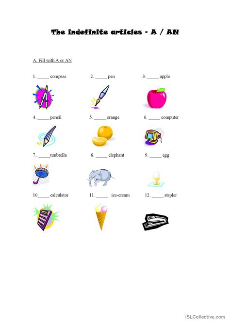 Indefinite article general gramma Français FLE fiches pedagogiques