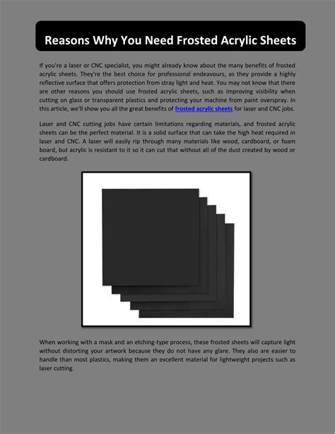 Ppt Reasons Why You Need Frosted Acrylic Sheets Powerpoint