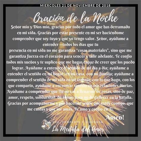 Oraci N De La Noche Mi Rcoles Denoviembre En Paz Me Acostare
