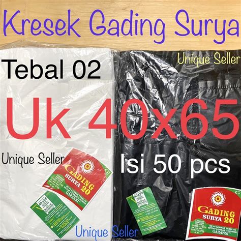 Jual Kresek Gading 40x65 Tebal 02 Isi 50 Pcs Kantong Kresek Uk 40