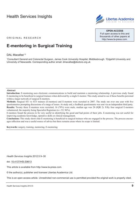 pdf e mentoring in surgical training