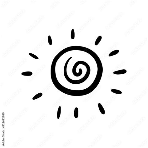 Cute Cartoon Hand Drawn Sun Drawing Sweet Vector Black And White Sun
