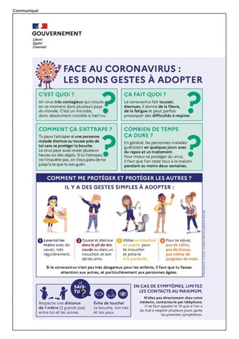 Informations Coronavirus Flyer Gestes barrières version enfant