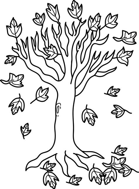 Einfacher Baum Im Herbst Ausmalbilder Kostenlos Herunterladen