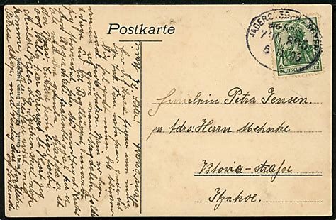 5 pfg Germania på brevkort Haderslev Hauptpostamt og