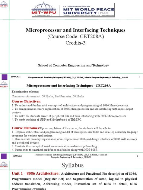 microprocessor and interfacing techniques course code cet208a credits 3 pdf central