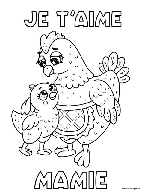 Coloriage Je Taime Mamie Poules JeColorie