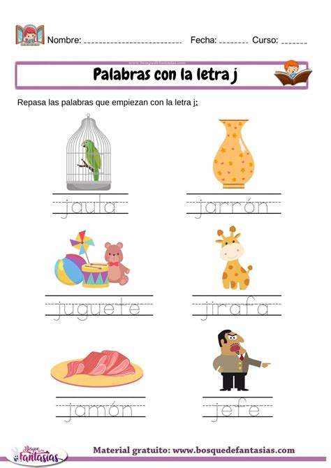 Palabras Con La Letra J Actividades Y Ejemplos Para Ni Os