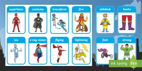 Superhero Flashcards Teacher Made