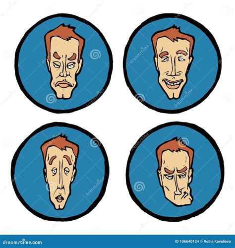 Cartoon Face Emotion Set Vector Image Of Icons And Emblems