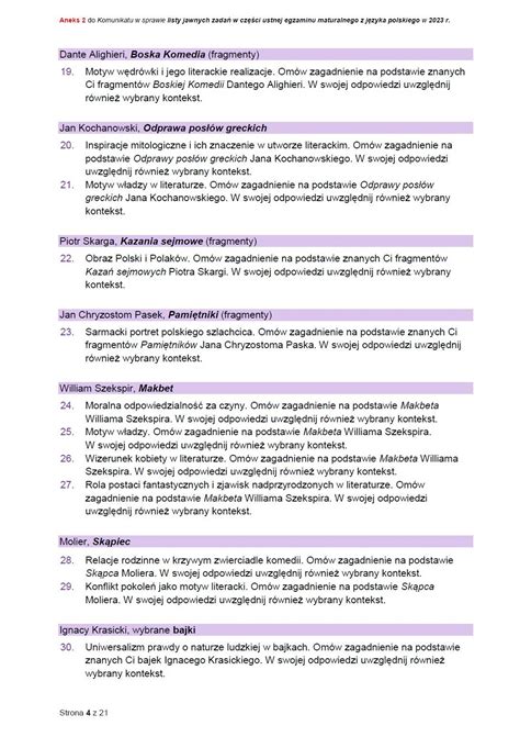 Pytania jawne na maturę ustną z polskiego 2023 Wszystkie pytania od