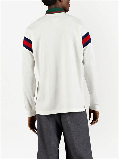Gucci Cotton Jersey Polo Shirt With Web In White ModeSens