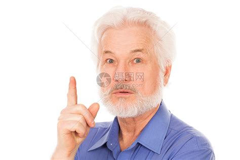 英俊的老人有个想法白色男性灰色头发老年祖父胡子男人胡须手指高清图片下载 正版图片321000577 摄图网