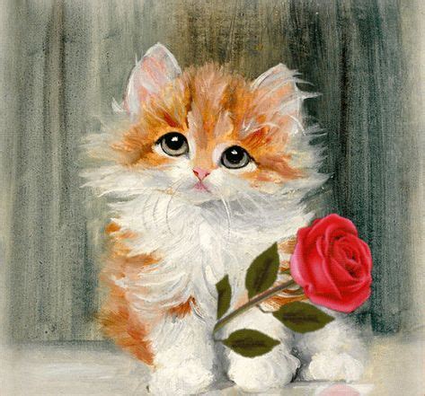 GIFS HERMOSOS Flores Encontradas En La Web Cat Painting Cat Art