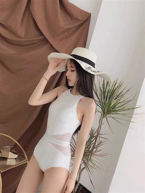Blanc Ajouré sexy Maillot De Bain Une Pièce Femme Été Coréen Ins Dos Nu