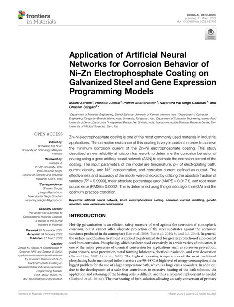 pdf application of artificial neural networks for corrosion behavior of ni zn electrophosphate
