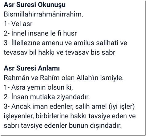 Asr Sûresinin Faziletleri Anlamı Şifası Konusu Gizemi ve Sırları