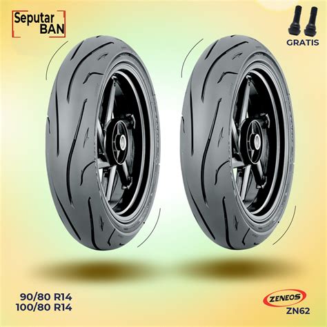 Jual SEPASANG Ban Motor Matic ZENEOS ZN62 90 80 14 Dan 100 80 14