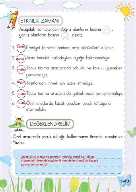 2 Sınıf Hayat Bilgisi Meb Yayınları Sayfa 149 Cevapları