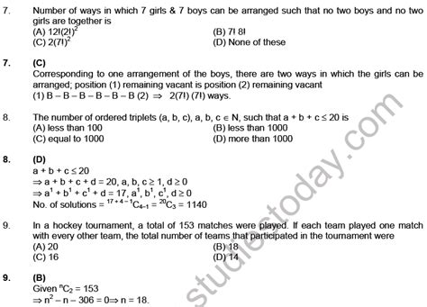 jee mathematics permutation and combination mcqs set a multiple choice questions